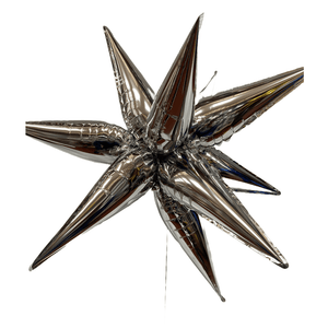 26 inch 12 point Silver Spikey Starburst Foil Balloon